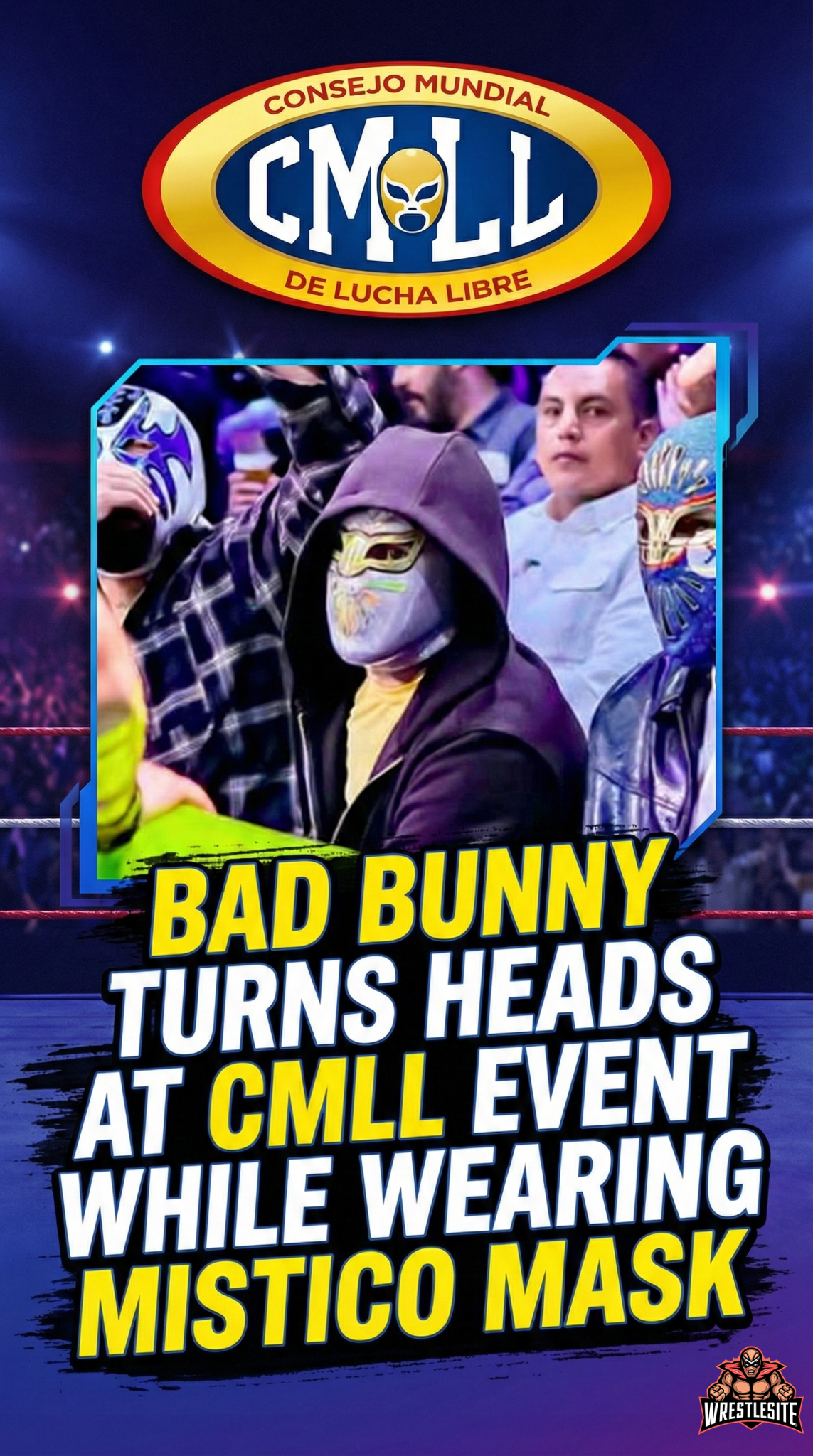 Bad Bunny Turns Heads at CMLL Event While Wearing Mistico Mask ...